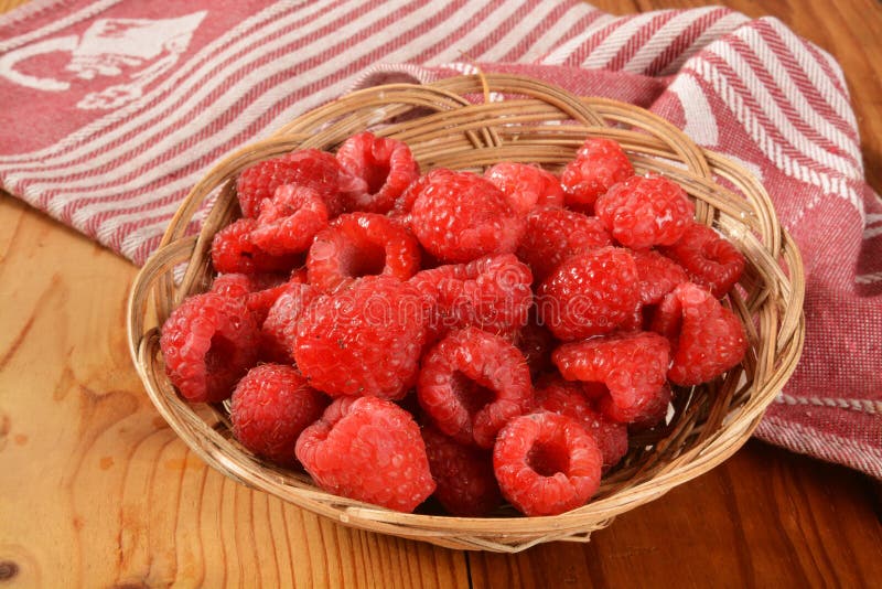 Basket of raspberries stock photo. Image of fruit, horizontal - 49422010