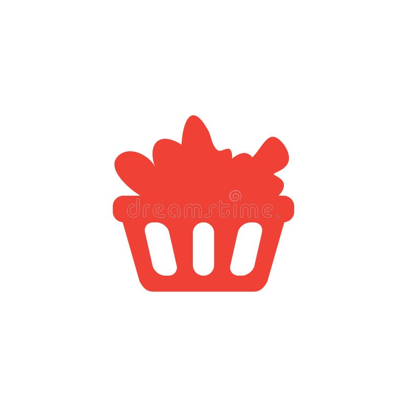 Basket Red Icon on White Background. Red Flat Style Vector Illustration ...