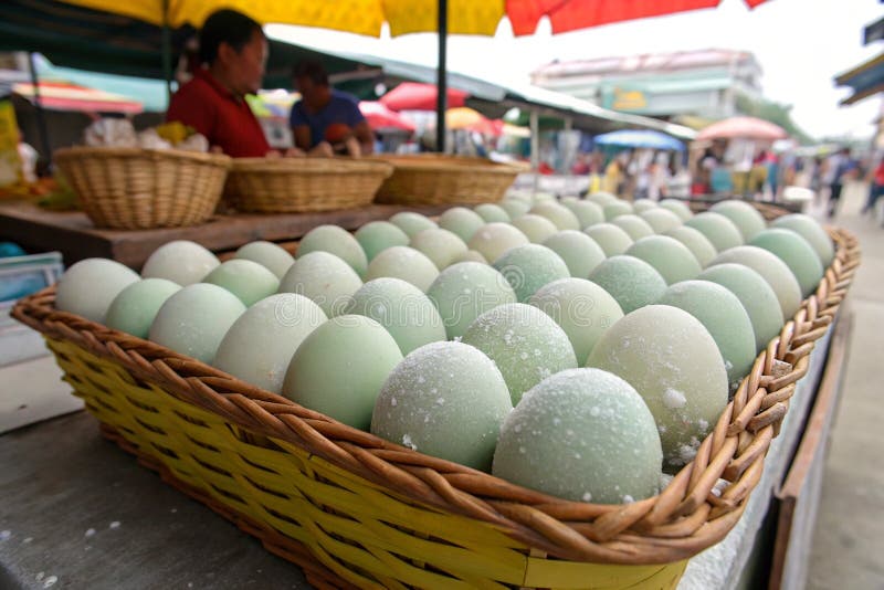 Basket of Salted Eggs for Sale at the Market Stock Illustration ...