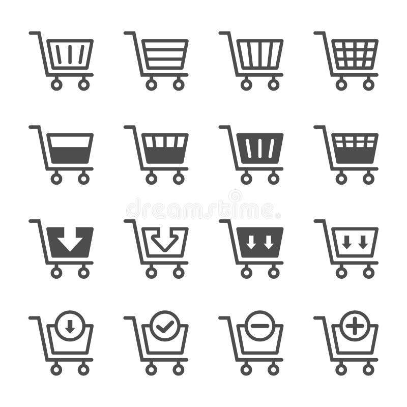 06 Basket Shopping Cart Icon Set Editorial Photo - Illustration of ...