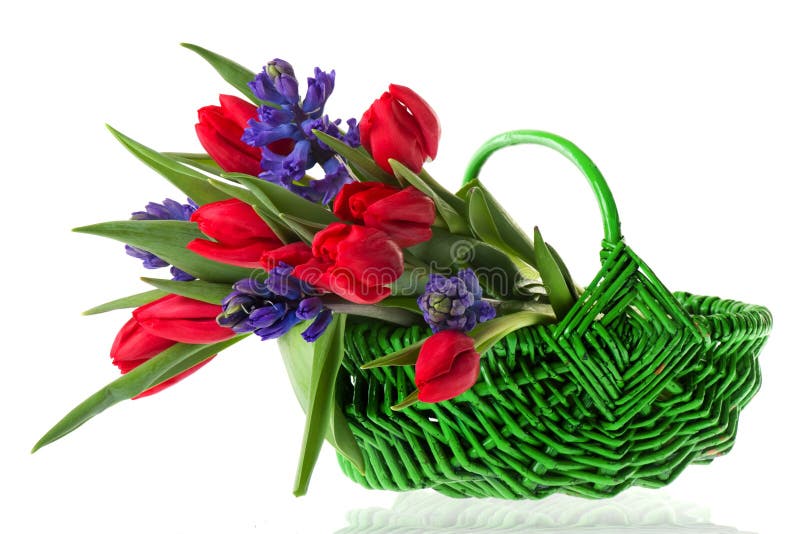 Basket spring flowers stock photo. Image of carrying - 17839966