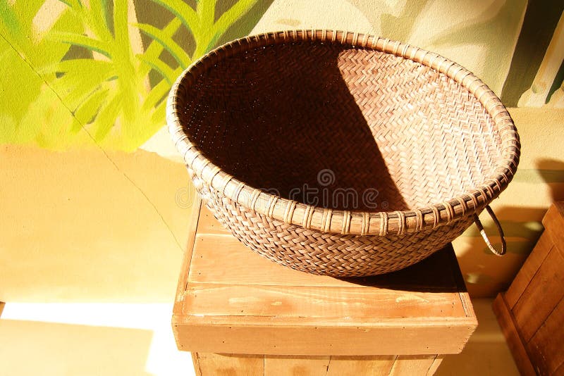 Rattan Basket and Fishing Net Stock Photo - Image of cane, east: 4775608