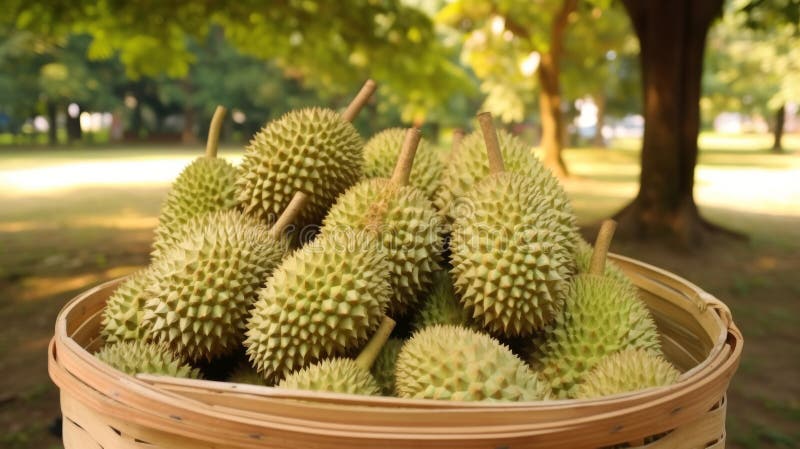 Basket Tropical Durians Ripe Stock Illustration - Illustration of ...