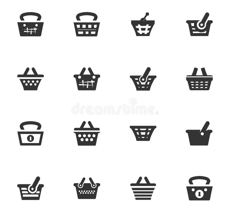 Basket icons set stock vector. Illustration of blackicons - 141353493