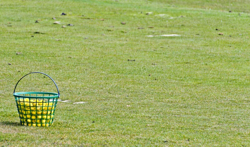 Driving range with basket stock image. Image of balls - 115329175