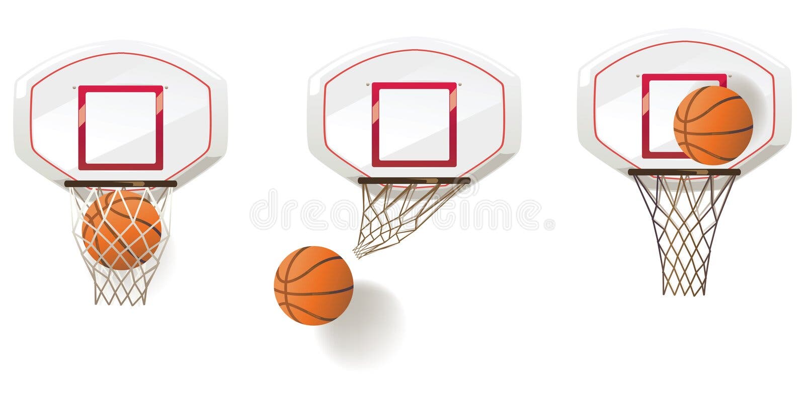 Basketball Ball Set. Falling Basketball Balls in Different Positions ...