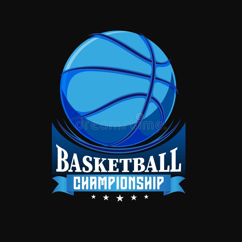 Blue Basketball Graphic with Stylized Lines Set Against a Dark ...