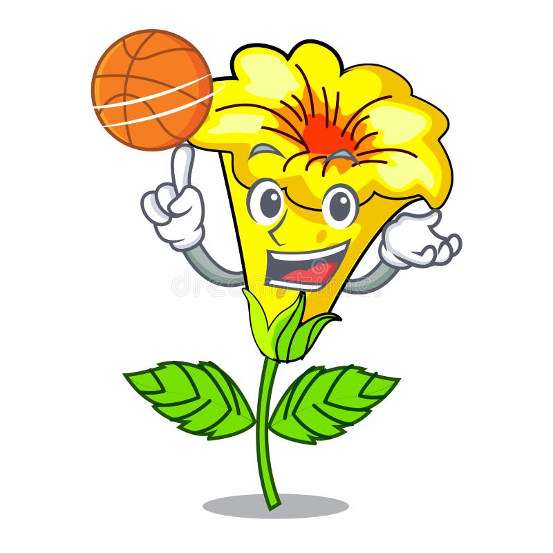 With Basketball Allamanda Flower in the Shape Cartoon Stock Vector ...