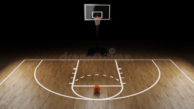 Basketball Arena with Basketball Ball Stock Photo - Image of recreation ...