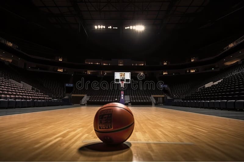 Basketball Arena with Basketball Ball Stock Image - Image of flare ...