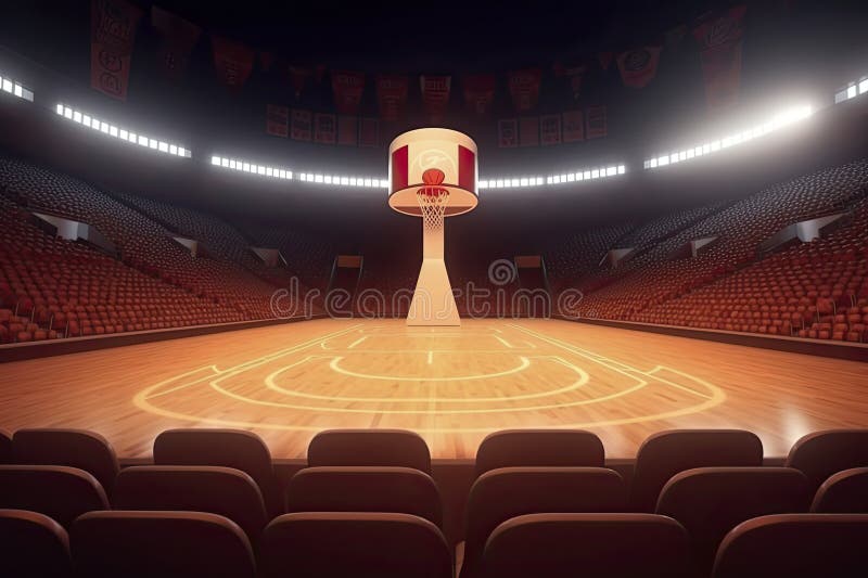 Basketball Arena with Basketball Ball Stock Illustration - Illustration ...