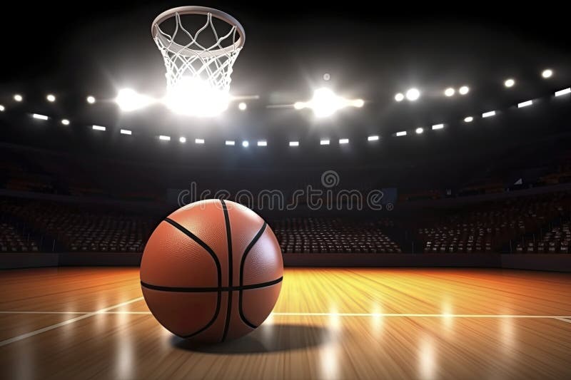 Basketball Arena with Basketball Ball Stock Illustration - Illustration ...