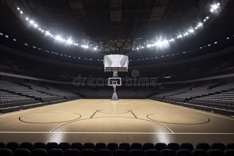 Basketball Arena with Basketball Ball Stock Illustration - Illustration ...