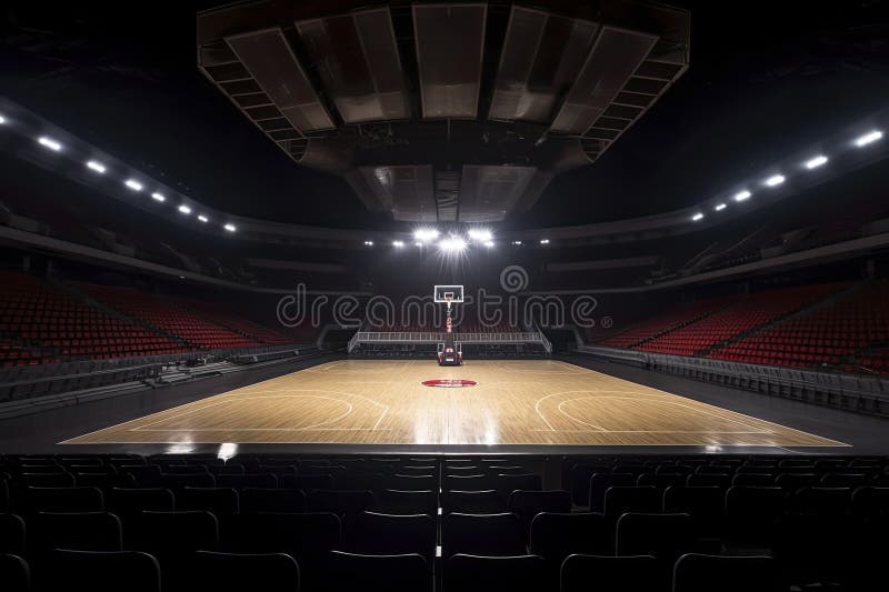 Basketball Arena with Basketball Ball Stock Illustration - Illustration ...