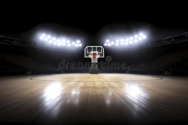 Basketball Arena with Basketball Ball Stock Image - Image of american ...