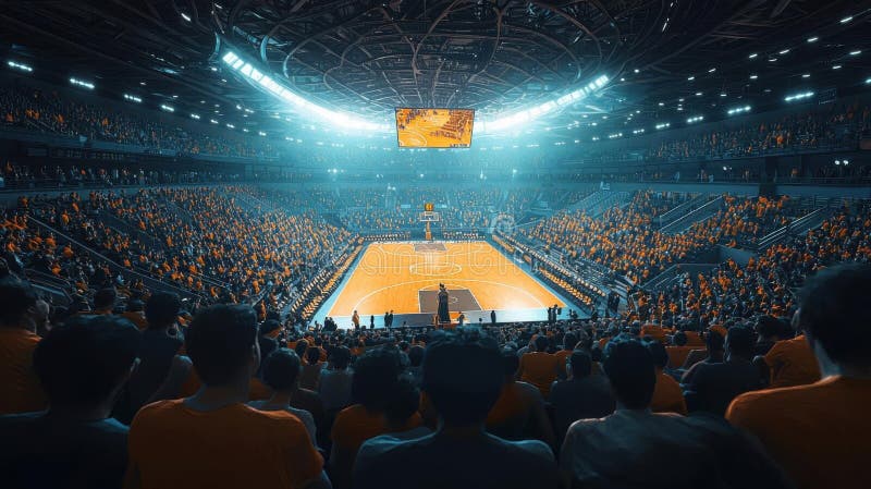 Basketball Arena Crowd with Game Night, and Spectators Stock ...