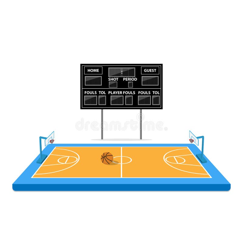 Basketball Arena with Scoreboard Stock Vector - Illustration of seats ...