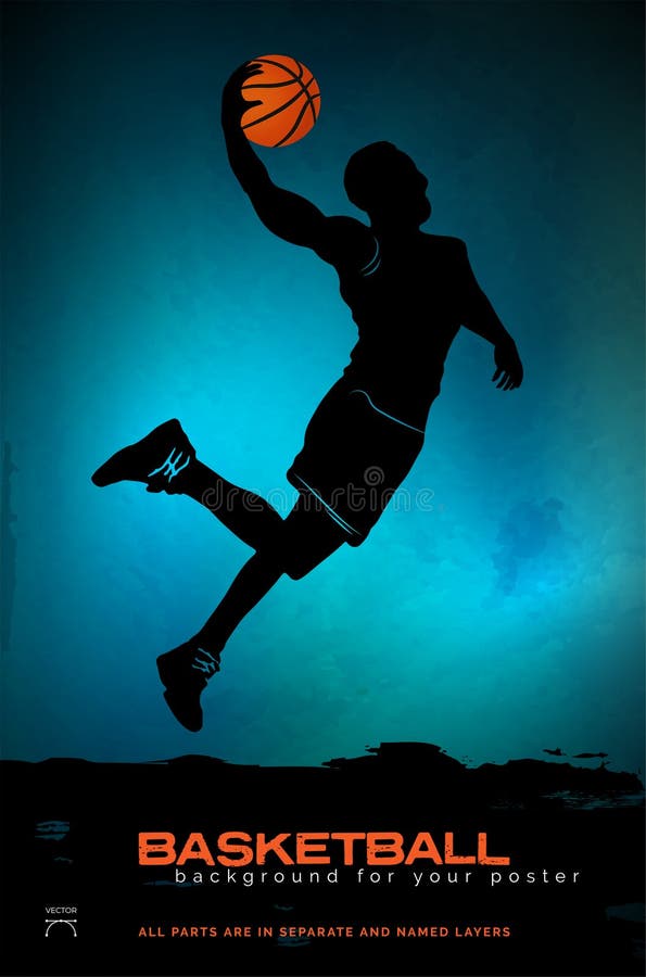 Jumping Basketball Player Silhouette Vector, Stock Illustration ...
