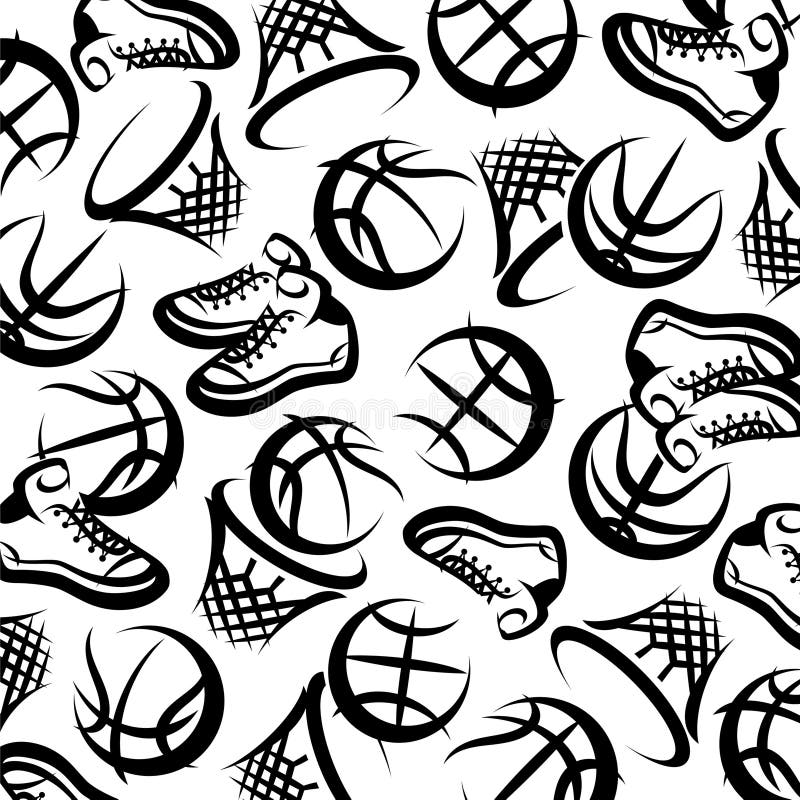 Basketball Background, Pattern Set. Collection Icons Basketball Stock ...