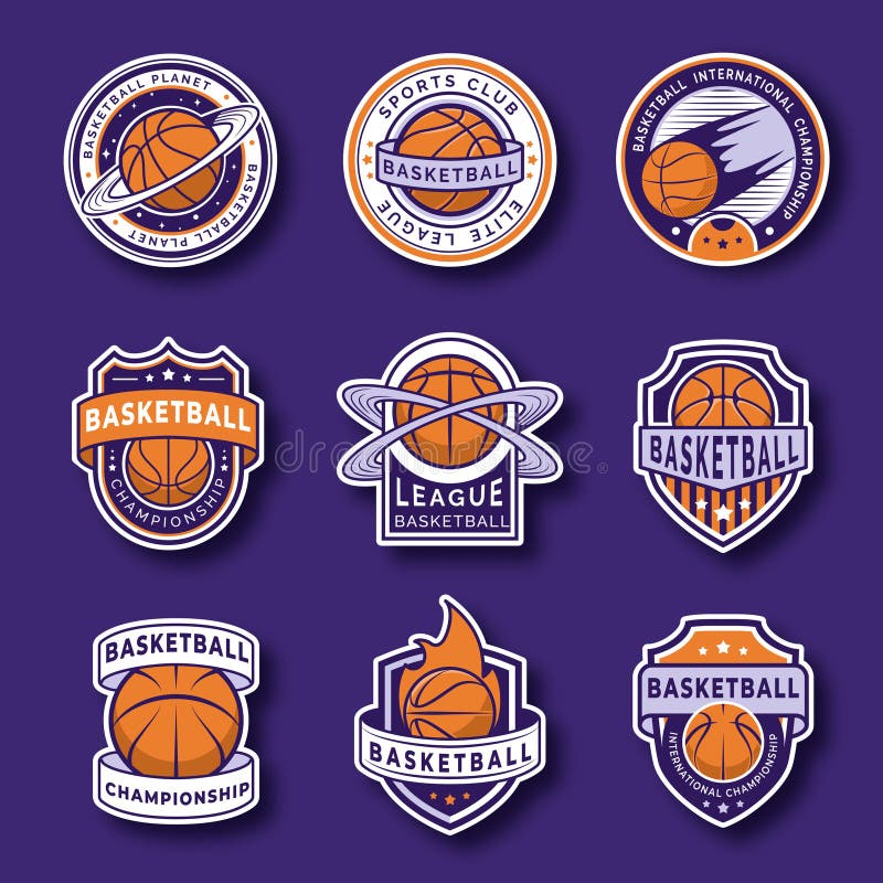 Basketball Badges with Various Sports Logo Designs, Bold Typography and ...