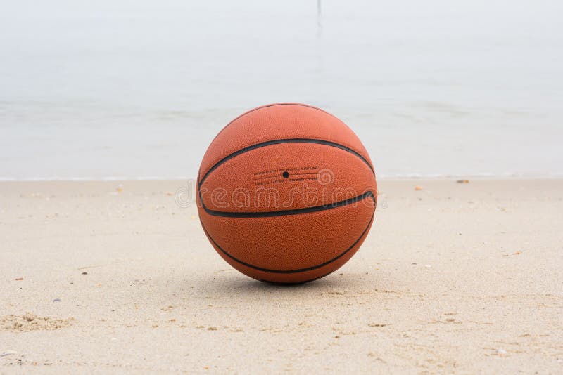 Basketball Ball on the Beach Stock Photo - Image of exercise, floor ...