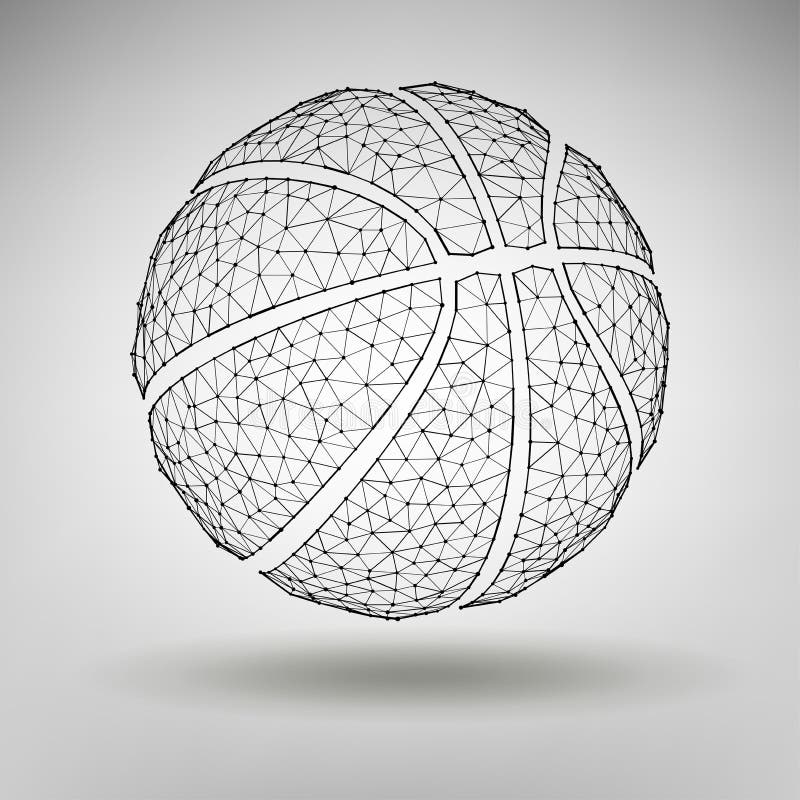 Basketball Ball Consisting of 3D Triangles, Lines, Points and Links ...