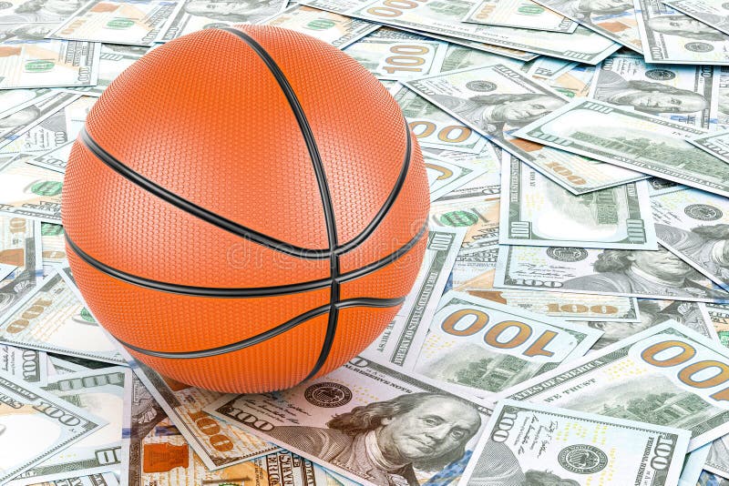 Basketball Ball on the Dollars Background, 3D Rendering Stock ...