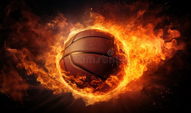 Basketball ball with fire stock image. Image of smoke - 309509593