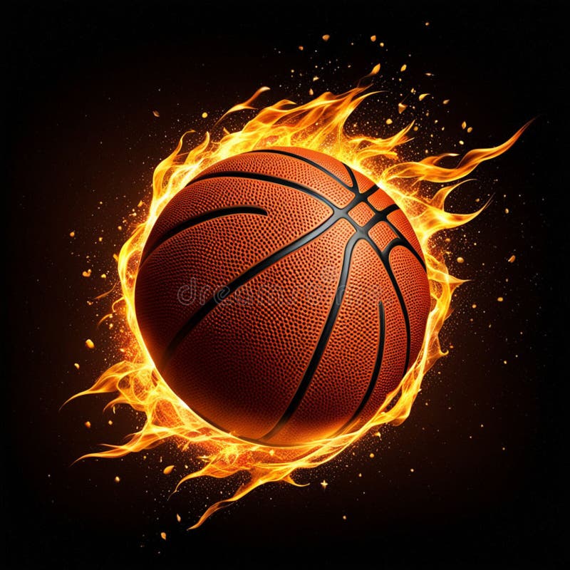 Basketball Ball with Fire Effect and Sparks Stock Illustration ...