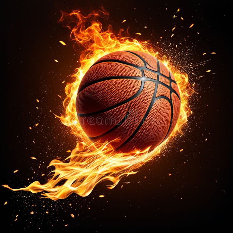 Basketball Ball with Fire Effect and Sparks Stock Illustration ...