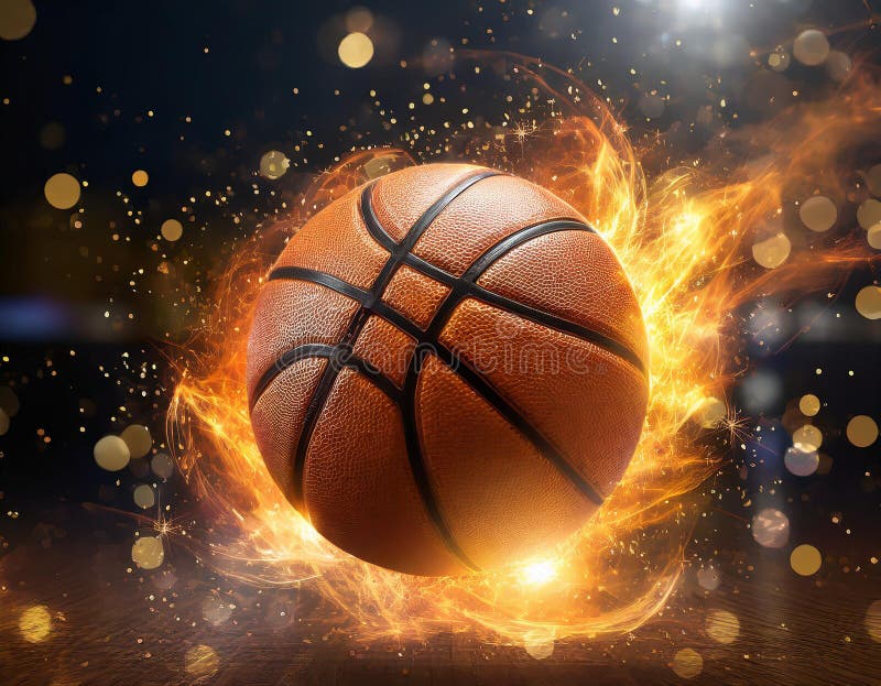 Basketball Ball with Fire Effect and Sparks Stock Illustration ...