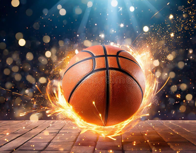 Basketball Ball with Fire Effect and Sparks Stock Illustration ...