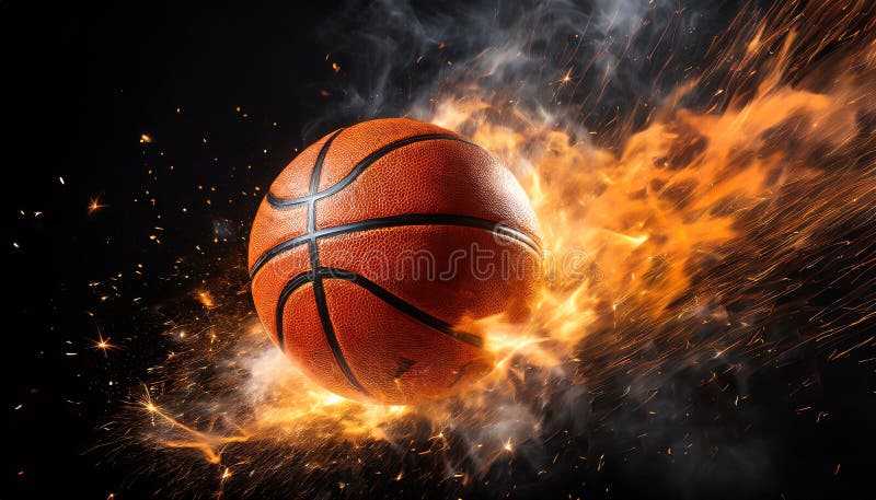 Basketball Ball with Fire Effect and Sparks Stock Illustration ...