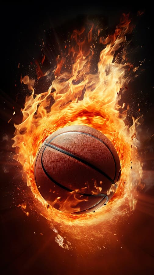 Basketball Ball in Fire Flame, Sport Concept, Generative AI Stock Image ...
