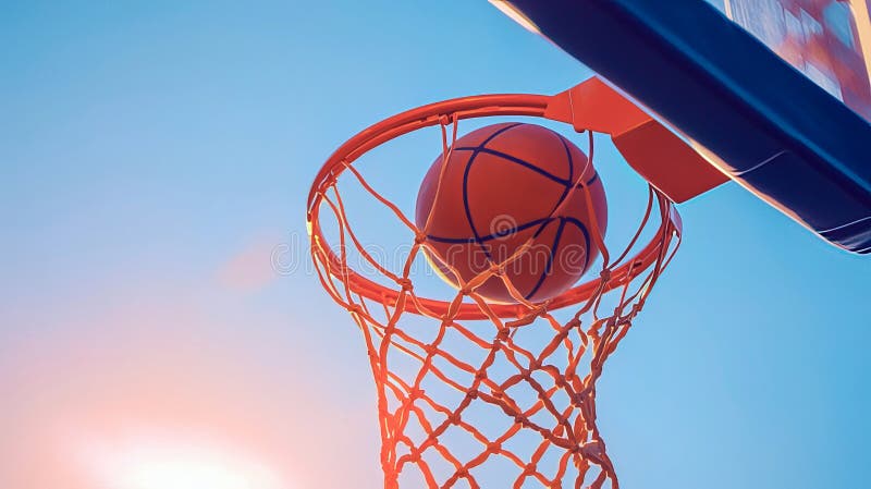 The Basketball Ball Hit the Basketball Hoop Stock Image - Image of ...