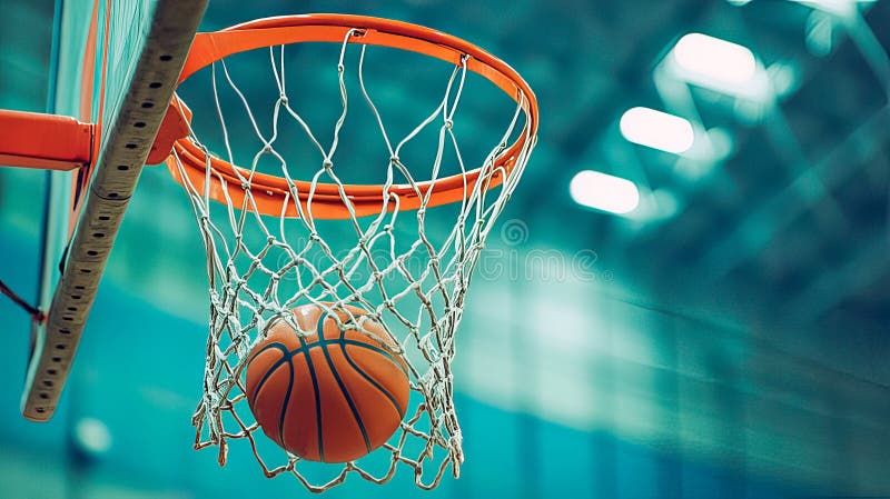 The Basketball Ball Hit the Basketball Hoop Stock Image - Image of ball ...