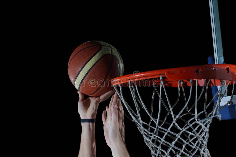 Basketball Ball and Net on Grey Background Stock Image - Image of game ...