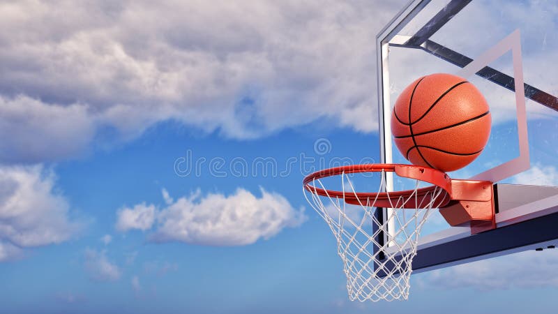 The Basketball Ball is Passing through the Hoop Stock Illustration ...
