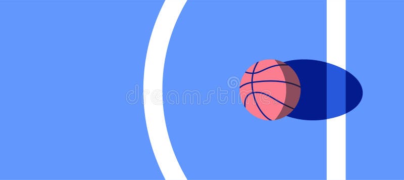 Basketball Ball Standing on White Line on Blue Background Stock Vector ...