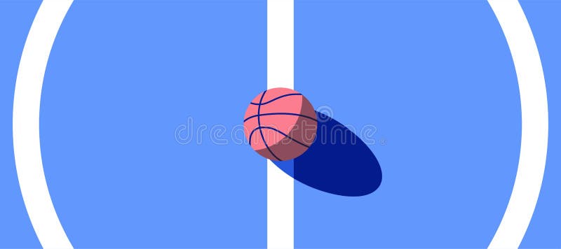 Basketball Ball Standing on White Line on Blue Background Stock Vector ...