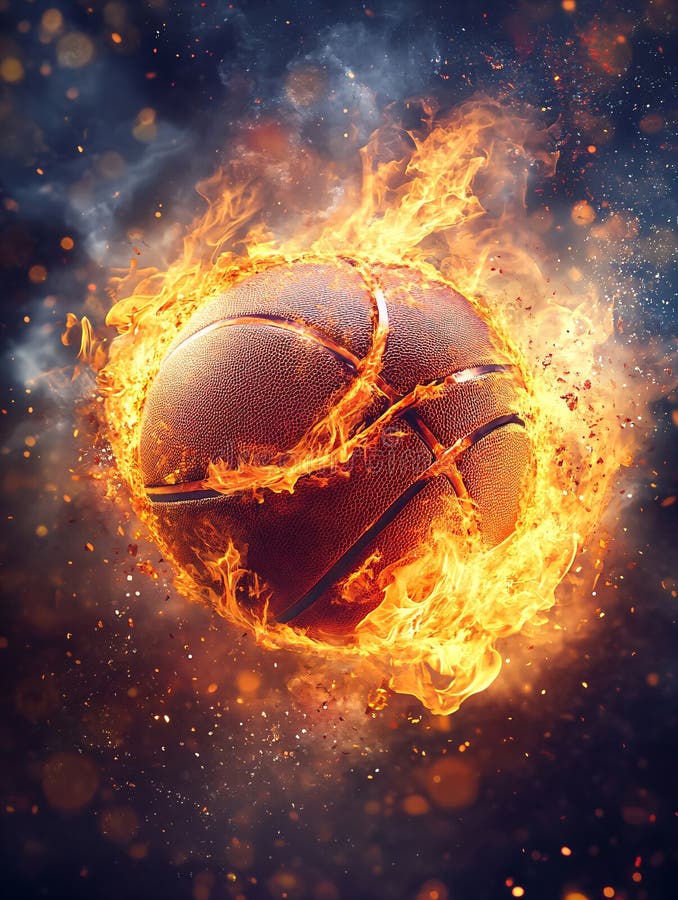 Basketball Ball Wrapped in Flame. Stock Illustration - Illustration of ...