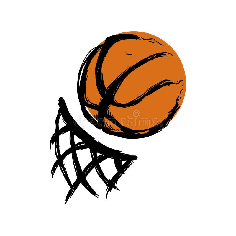 Basketball Balloon with Basket Net Stock Vector - Illustration of sport ...