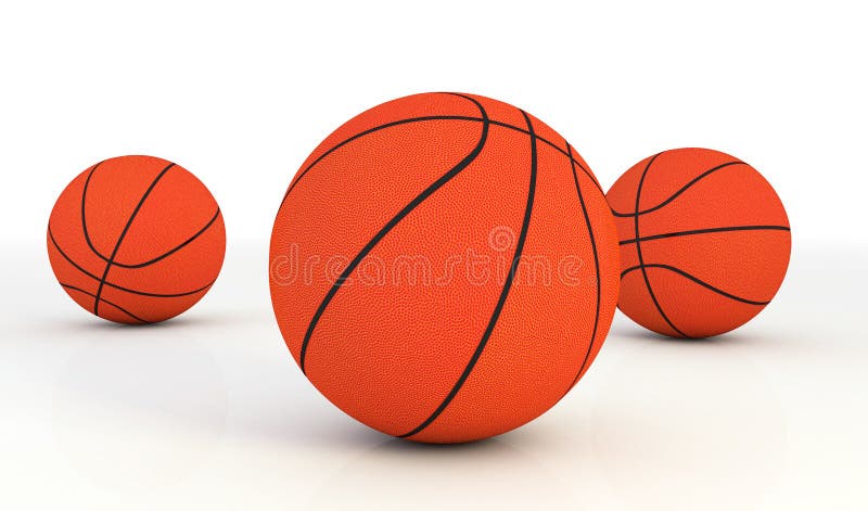 Basketball Balls on White Background 3D Render Stock Illustration ...