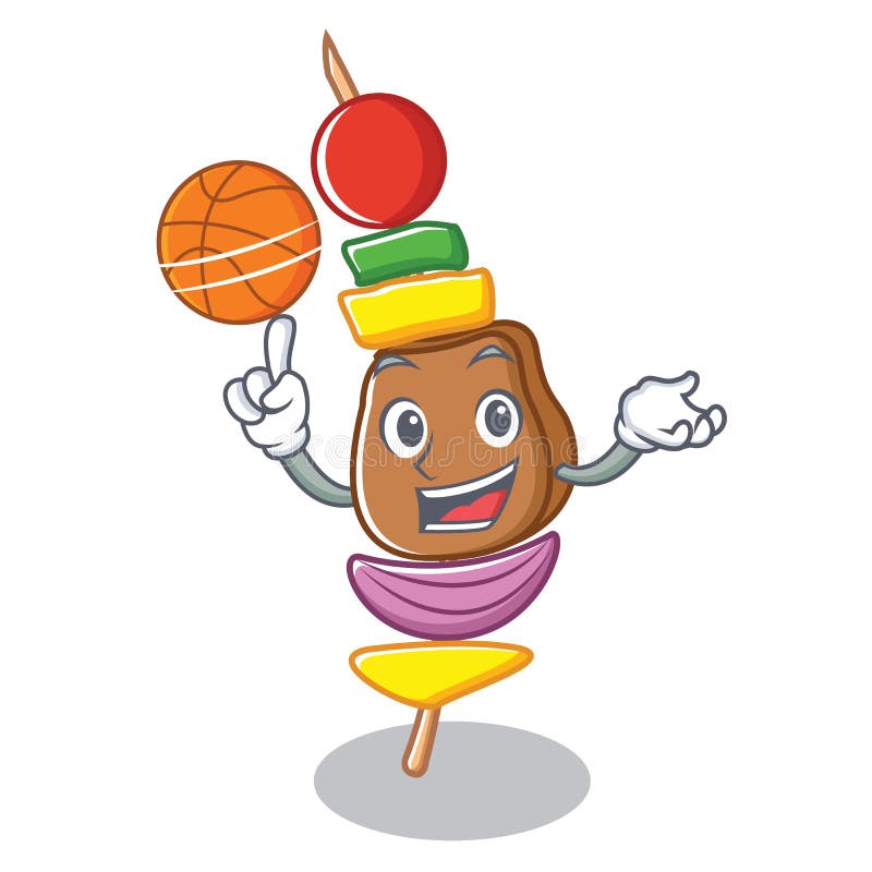 With Basketball Barbecue Grill Cartoon Character Stock Vector ...
