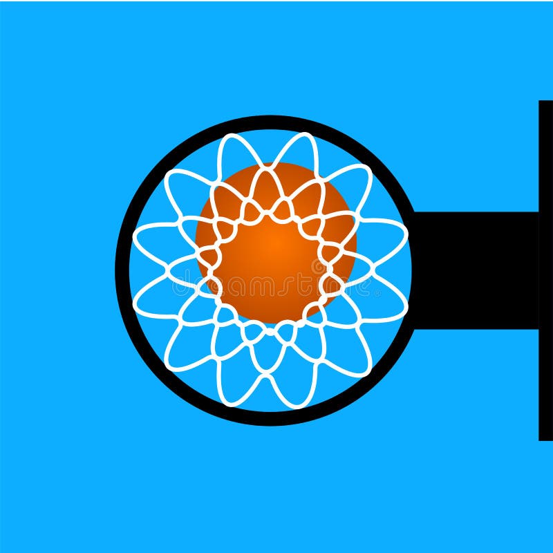 Basketball Basket with Net and Ball Hoop Sport Bottom View Vector Stock ...