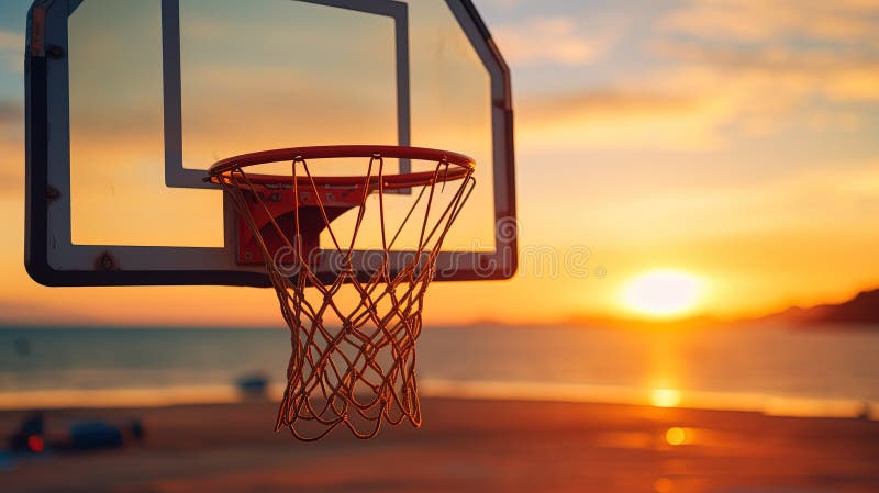 Basketball at sunset stock illustration. Illustration of skills - 70376512