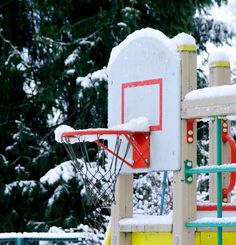Basketball Basket Under Snow Stock Photo - Image of childrens ...