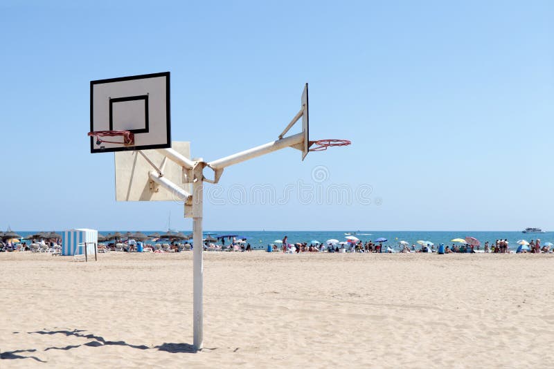 Basketball Baskets on the Beach on a Sunny Day Stock Photo - Image of ...
