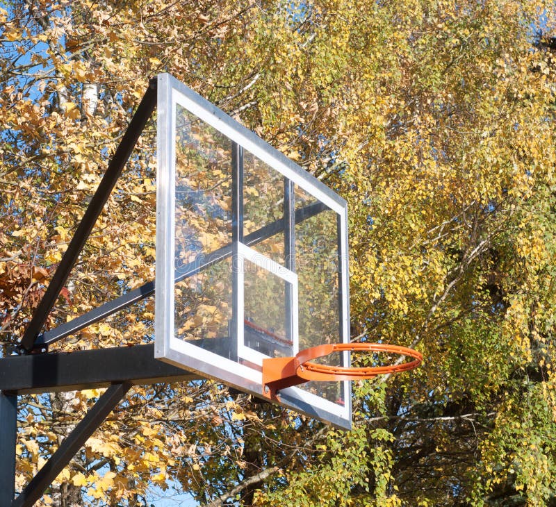 Basketball Court With Colorful Autumn Leaves Stock Image - Image of ...
