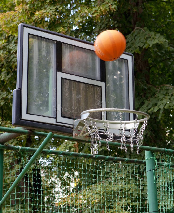 Basketball Board with Basket and Orange Ball. Stock Image - Image of ...